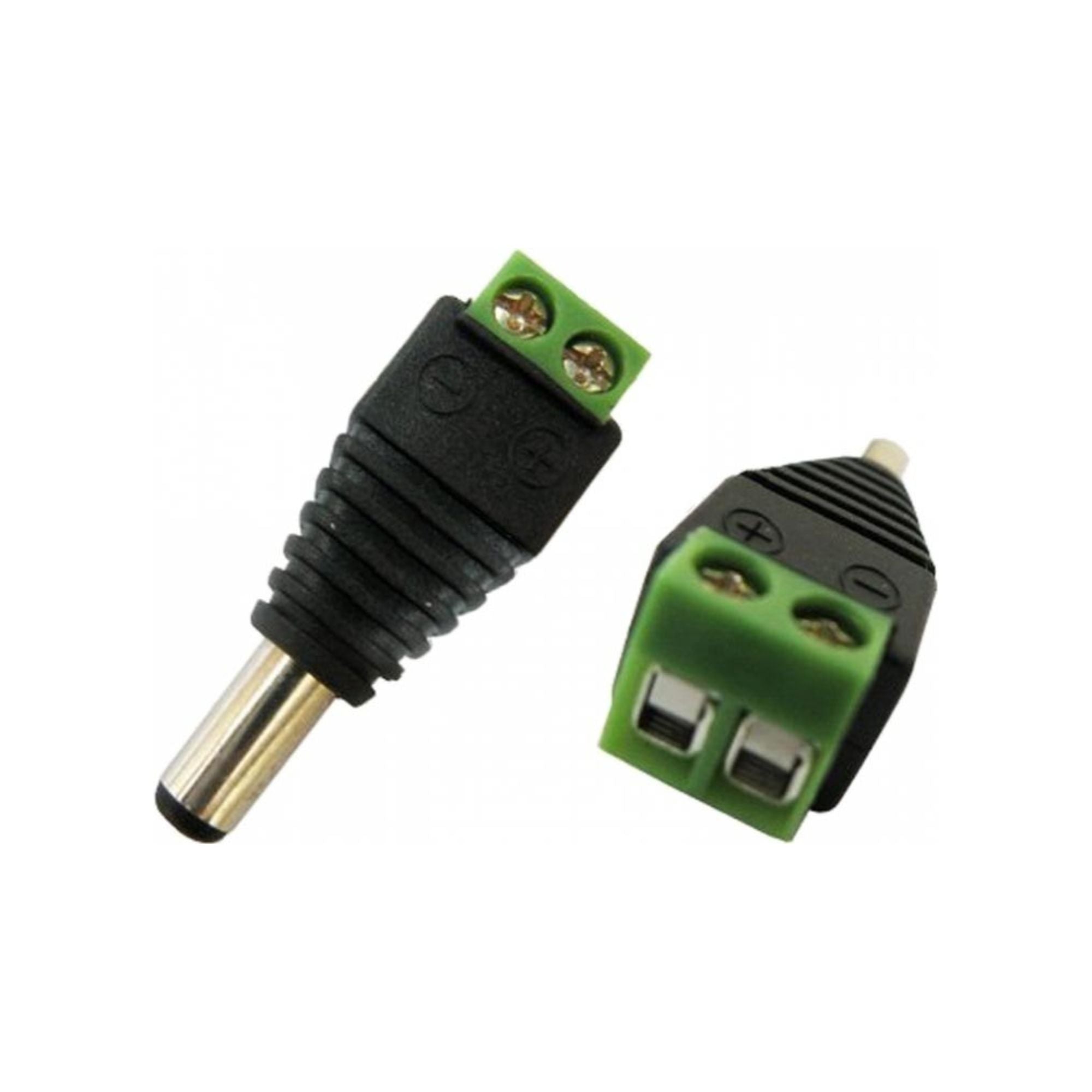 Male Jack Connector Adapter 5.5mm Outer, 2.1mm Inner, Screw Terminal