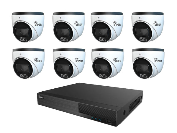 Viper 4MP IP 8 Turret Camera System with White Lights and 4TB HDD