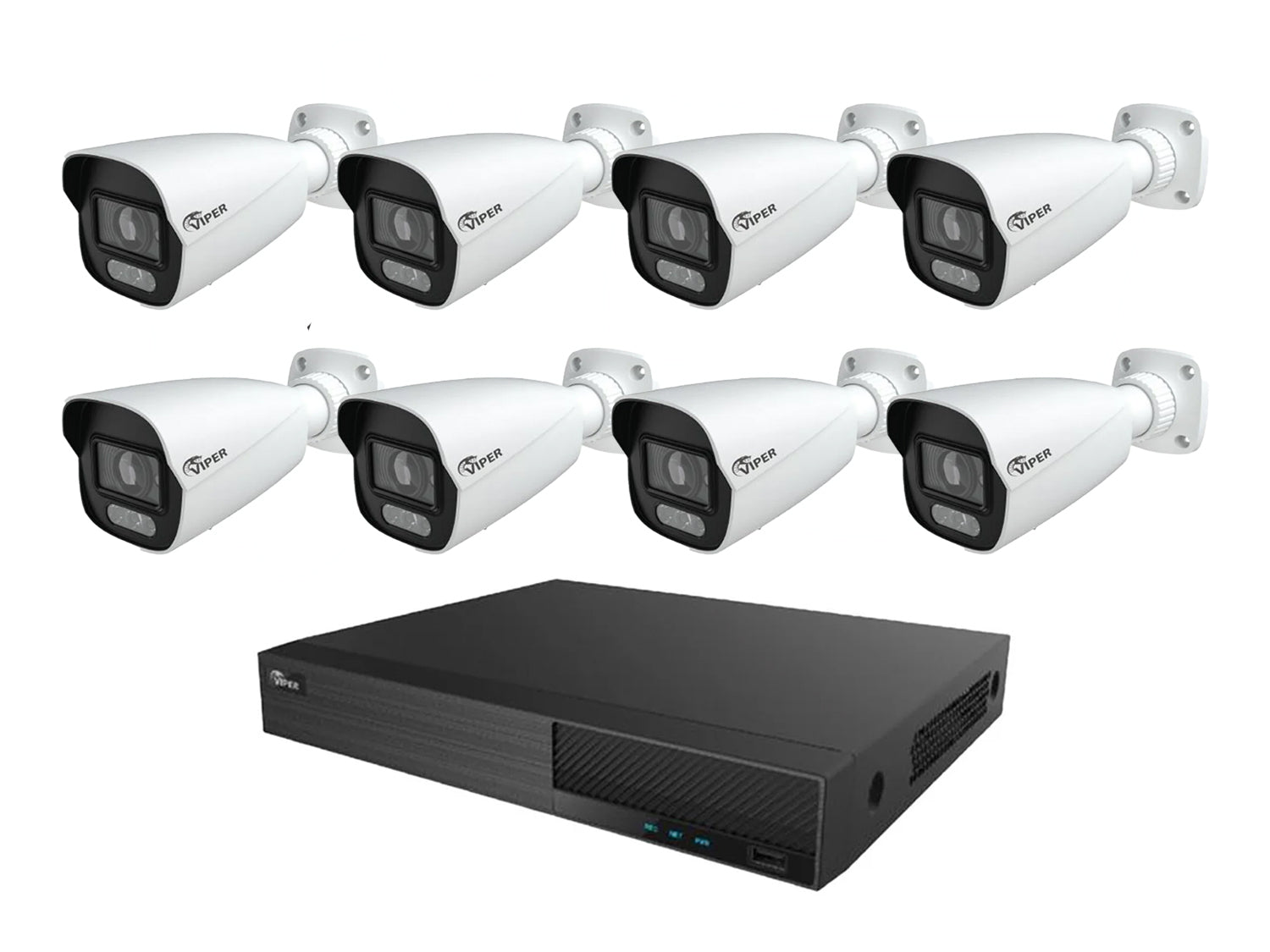 Viper 8MP IP 8 White Bullet Camera with Dual Lights CCTV System With 6