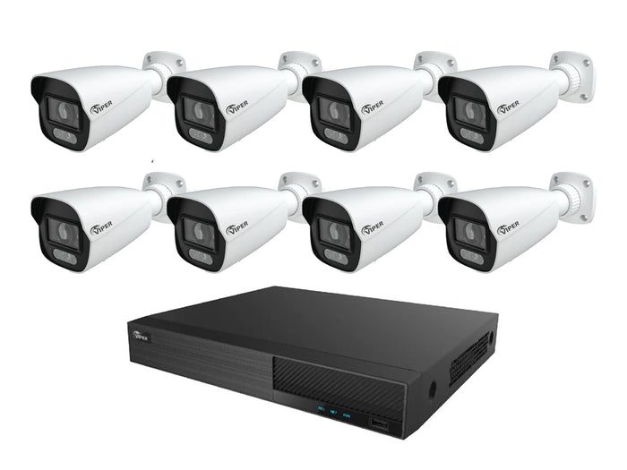 Viper 8MP IP 8 White Bullet Camera with Dual Lights CCTV System With 6